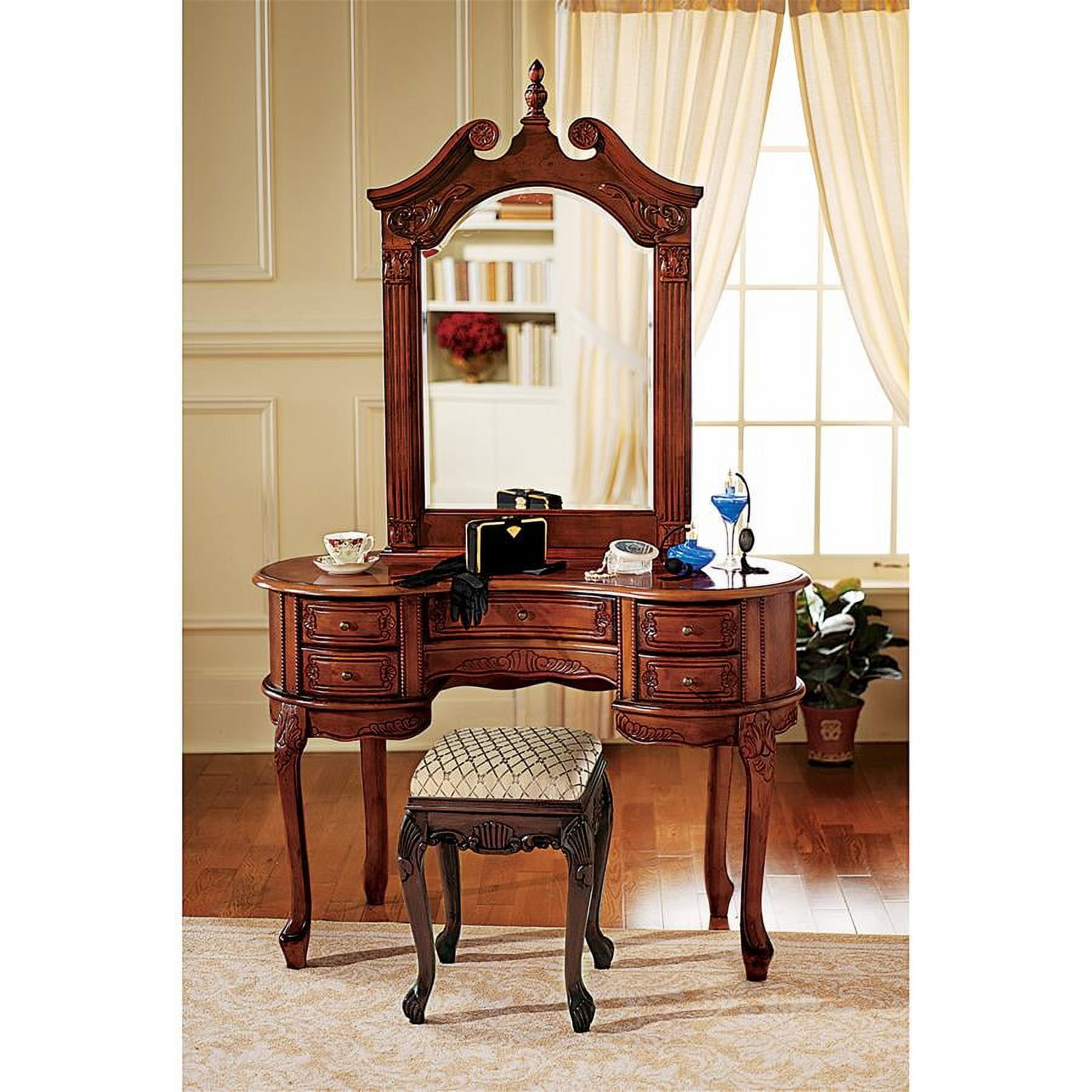 Design Toscano The Queen Anne Dressing Table and Mirror - Walmart.com