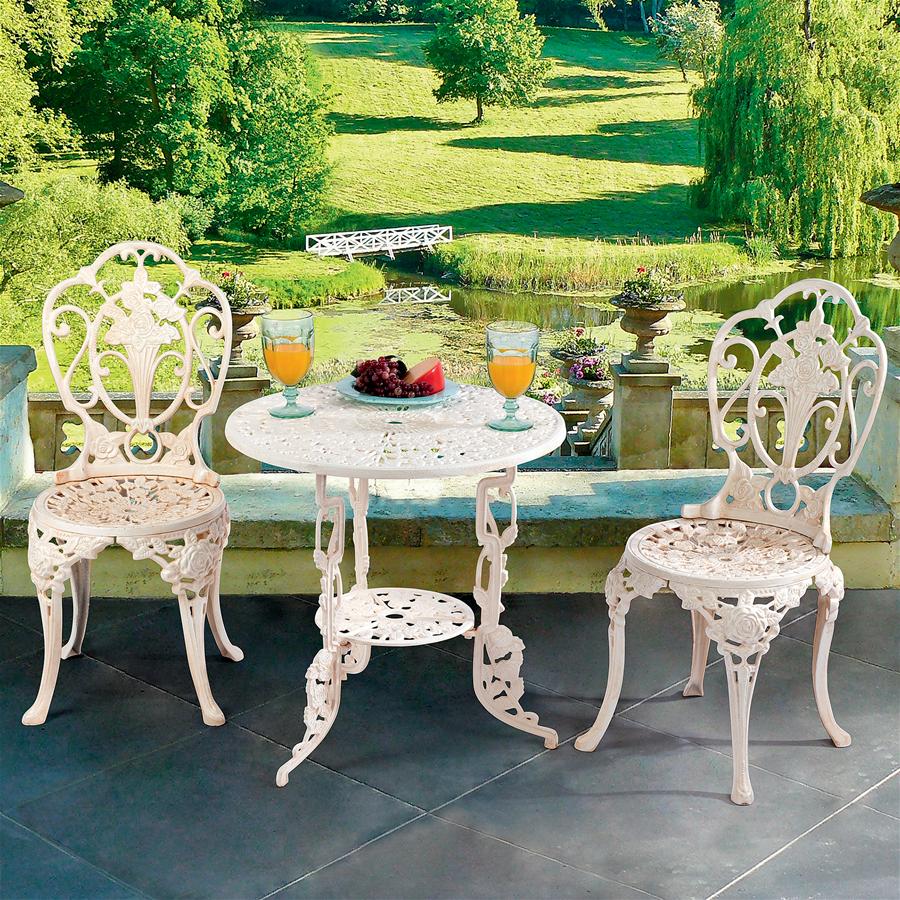 Design Toscano Villa Ravello Rose Garden Cast Iron Bistro Set: Table ...