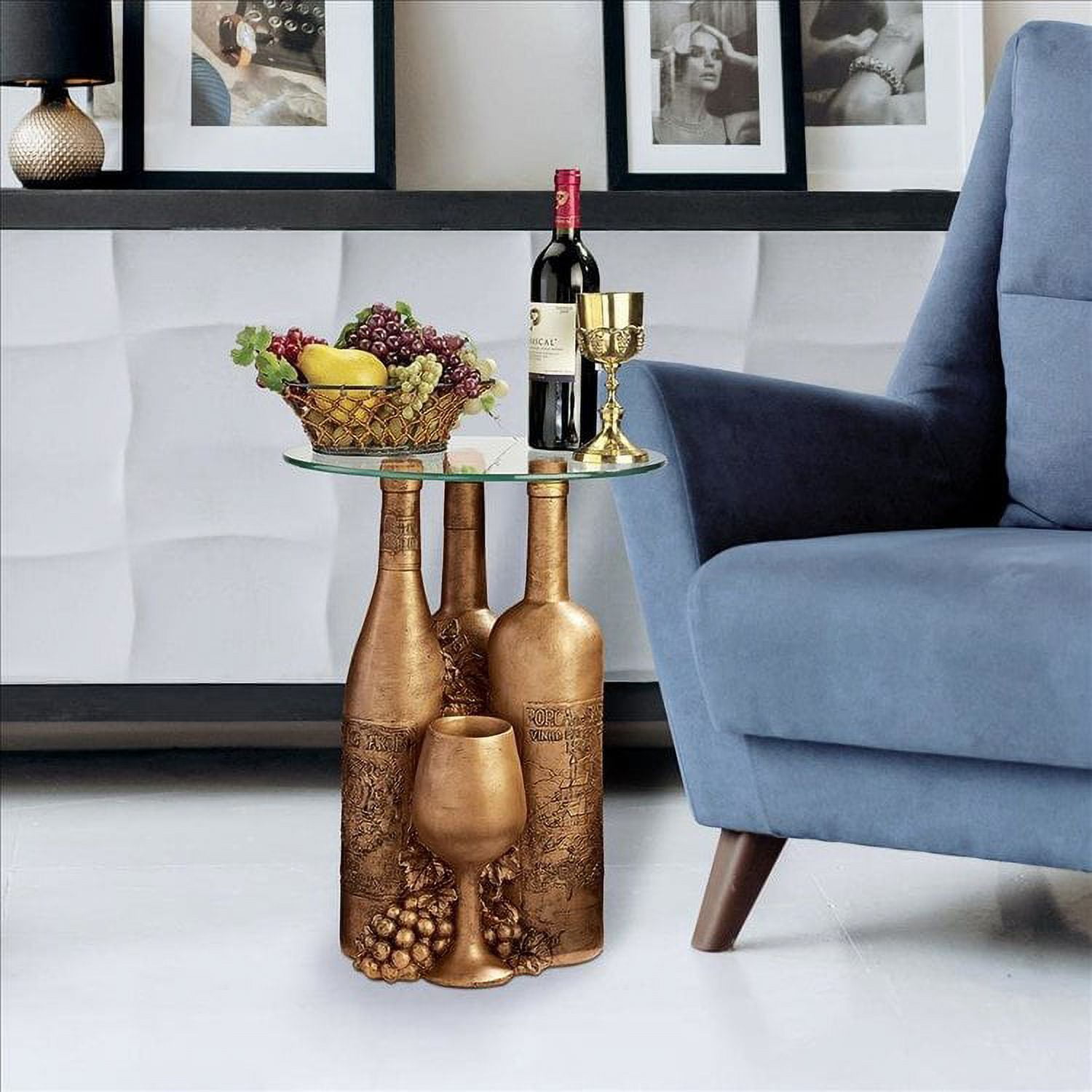 Design Toscano Wine and Dine Sculptural Glass-Topped Table - Walmart.com