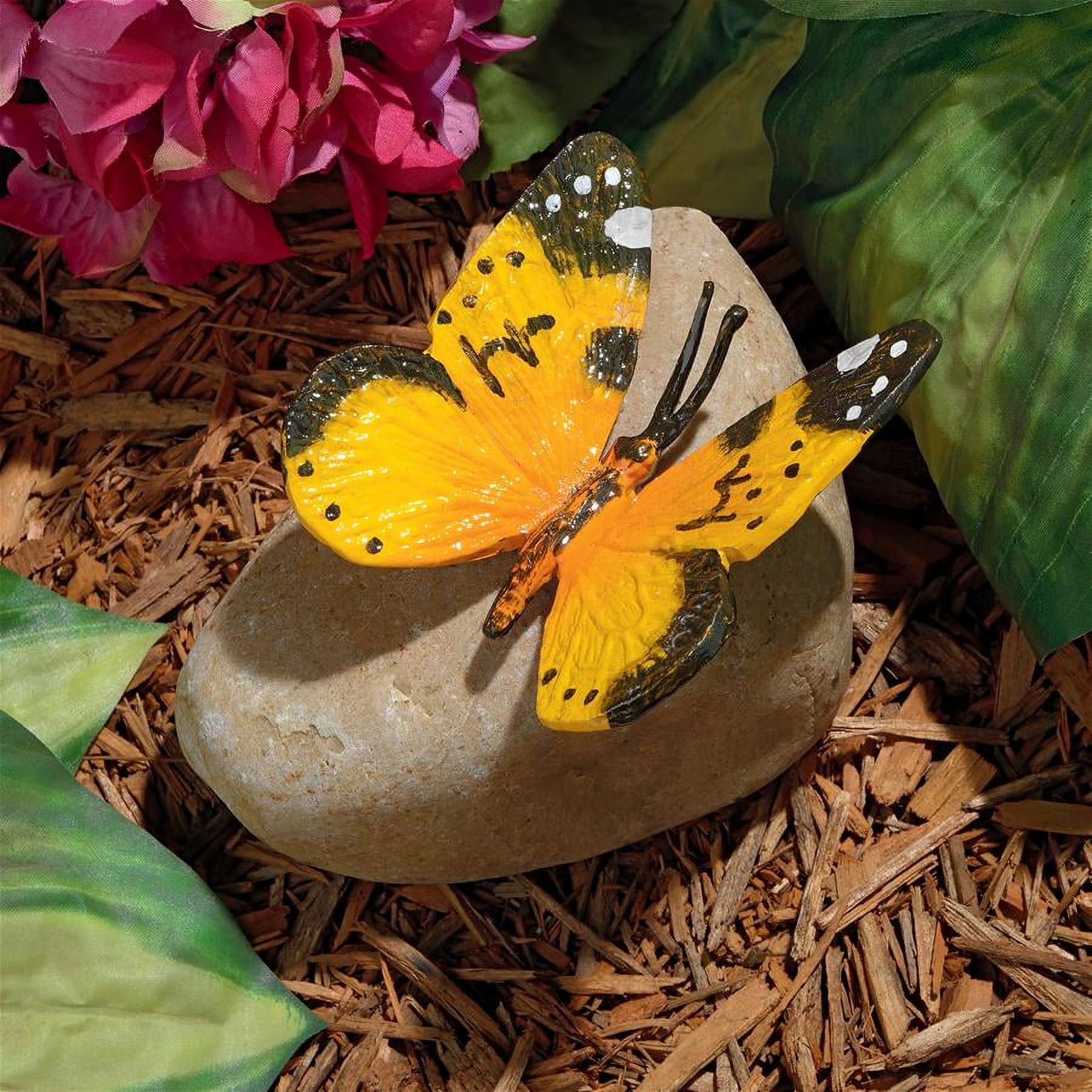 Design Toscano Yellow Mocker Swallowtail Butterfly on Rock Statue ...