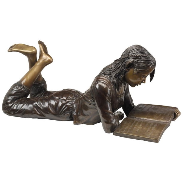 Design Toscano Young Scholar Reading Girl Bronze Garden Statue ...