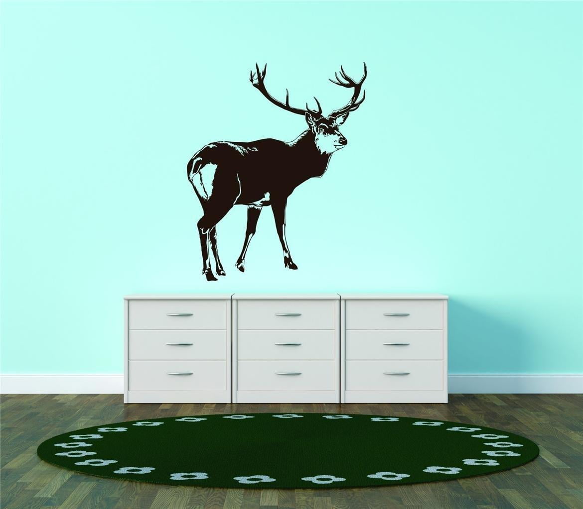 Design With Vinyl Artwork Detailed Deer Drawing Doe Buck Elk Wall Decal ...