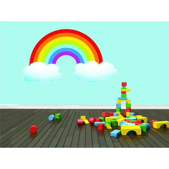 Design With Vinyl Artwork Rainbow With Two Clouds Daycare School Free ...