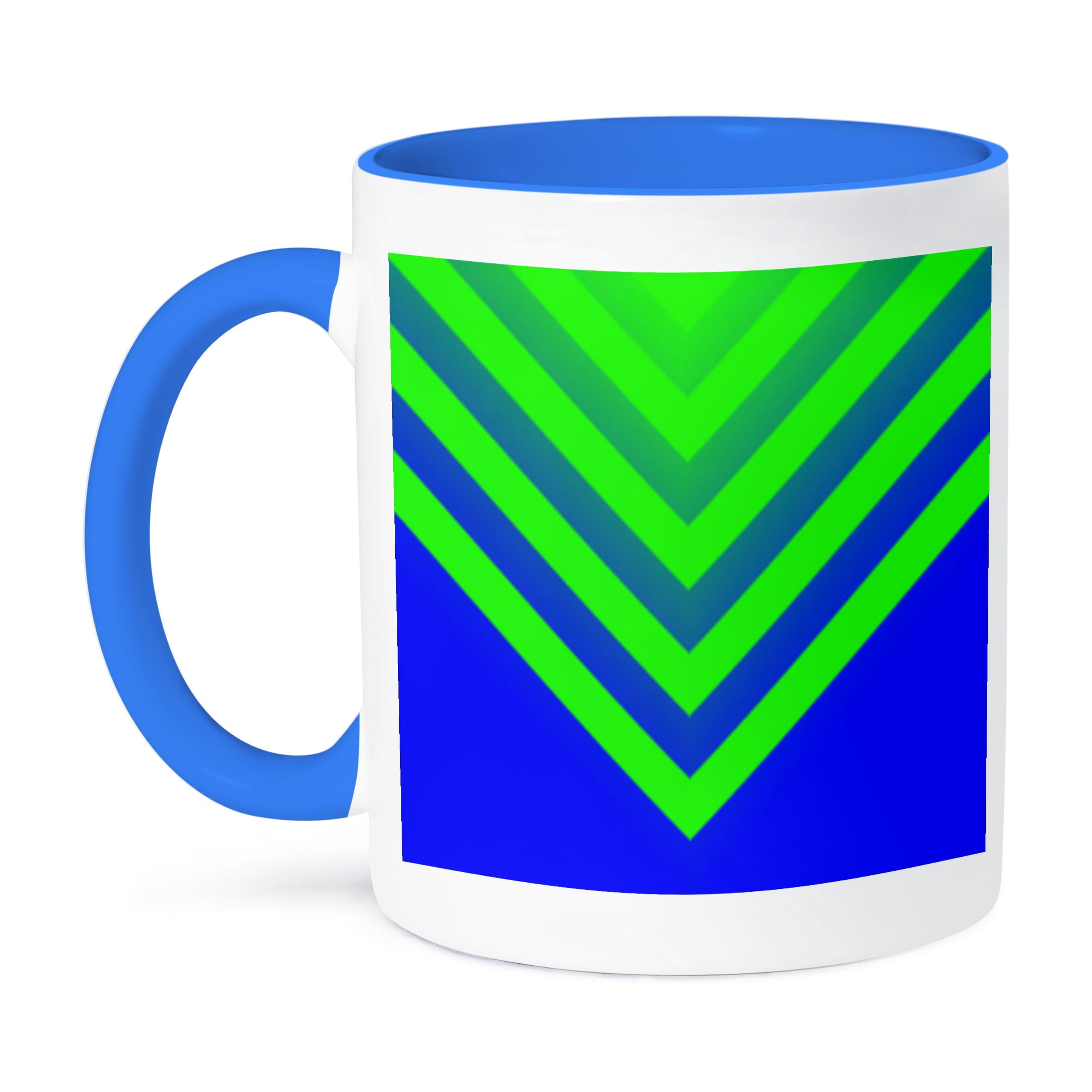 Design With Chevron Gradients In Blue And Green, 11oz Two-Tone Blue Mug ...