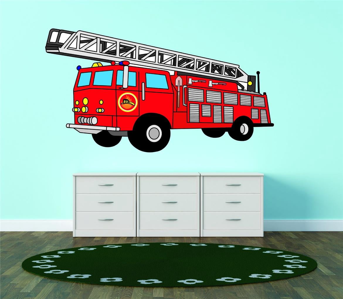 Design With Vinyl Artwork Firetruck Firemen Firefighters Engine Wall ...
