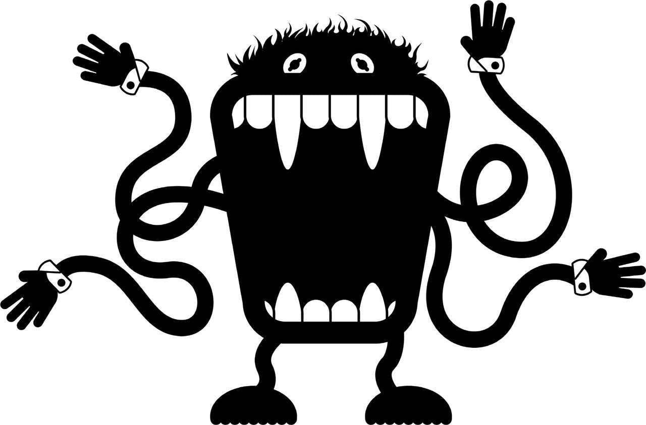 Design With Vinyl Artwork Four Arm Monster Wide Mouth Wall Decal for ...