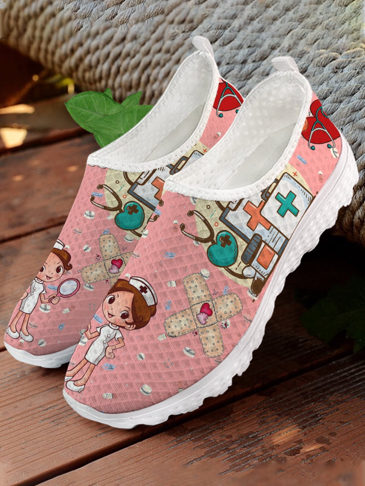Design Women White Nursing Shoes Cute Cartoon Nurse Doctor Medical ...