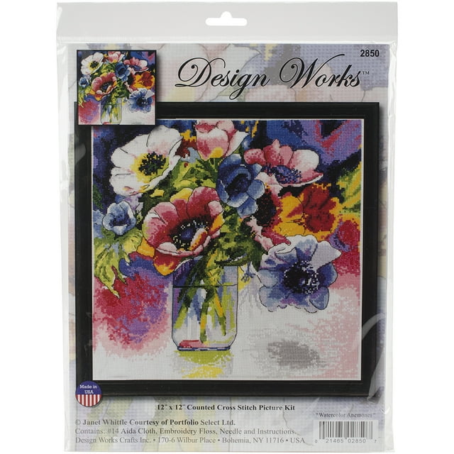 Design Works Counted Cross Stitch Kit 10"X14"-Watercolor Anemonies (14 ...