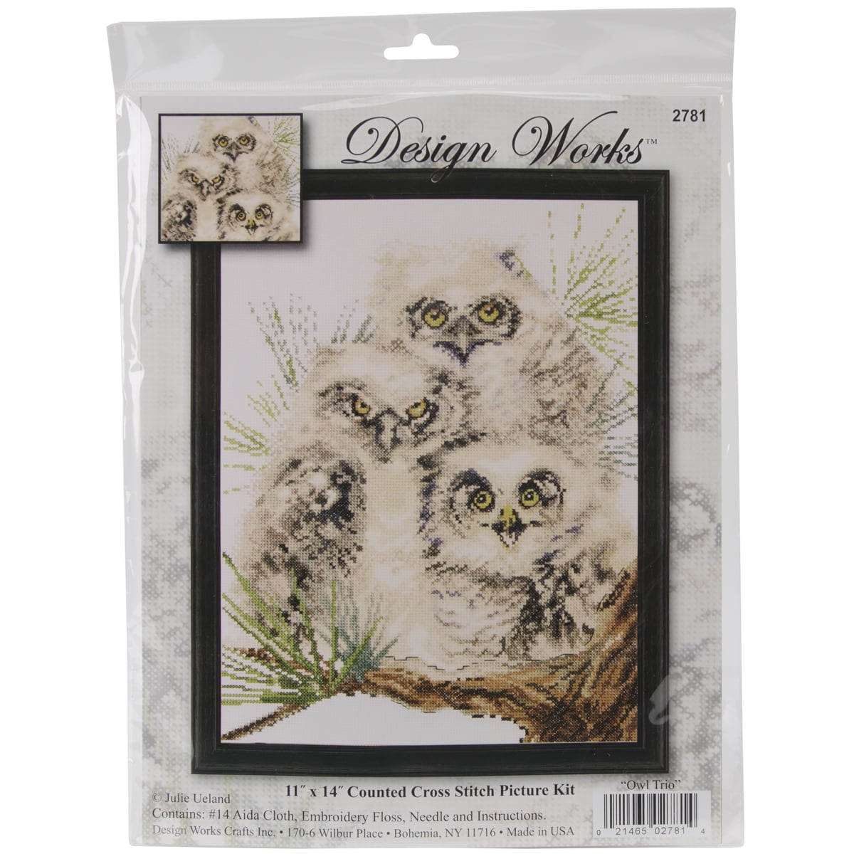 Design Works Counted Cross Stitch Kit 11"X14"-Owl Trio (14 Count ...