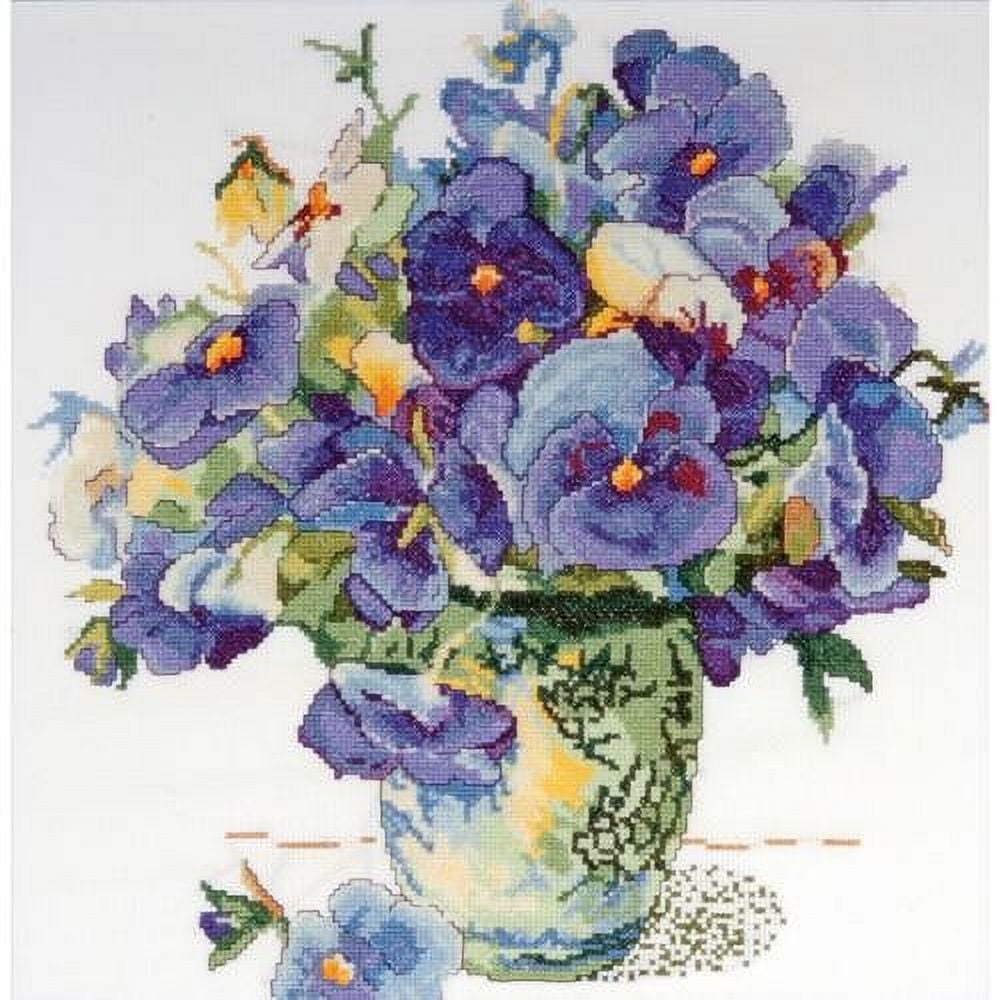 Design Works Counted Cross Stitch Kit 14"X14"-Pansy Floral (14 Count ...
