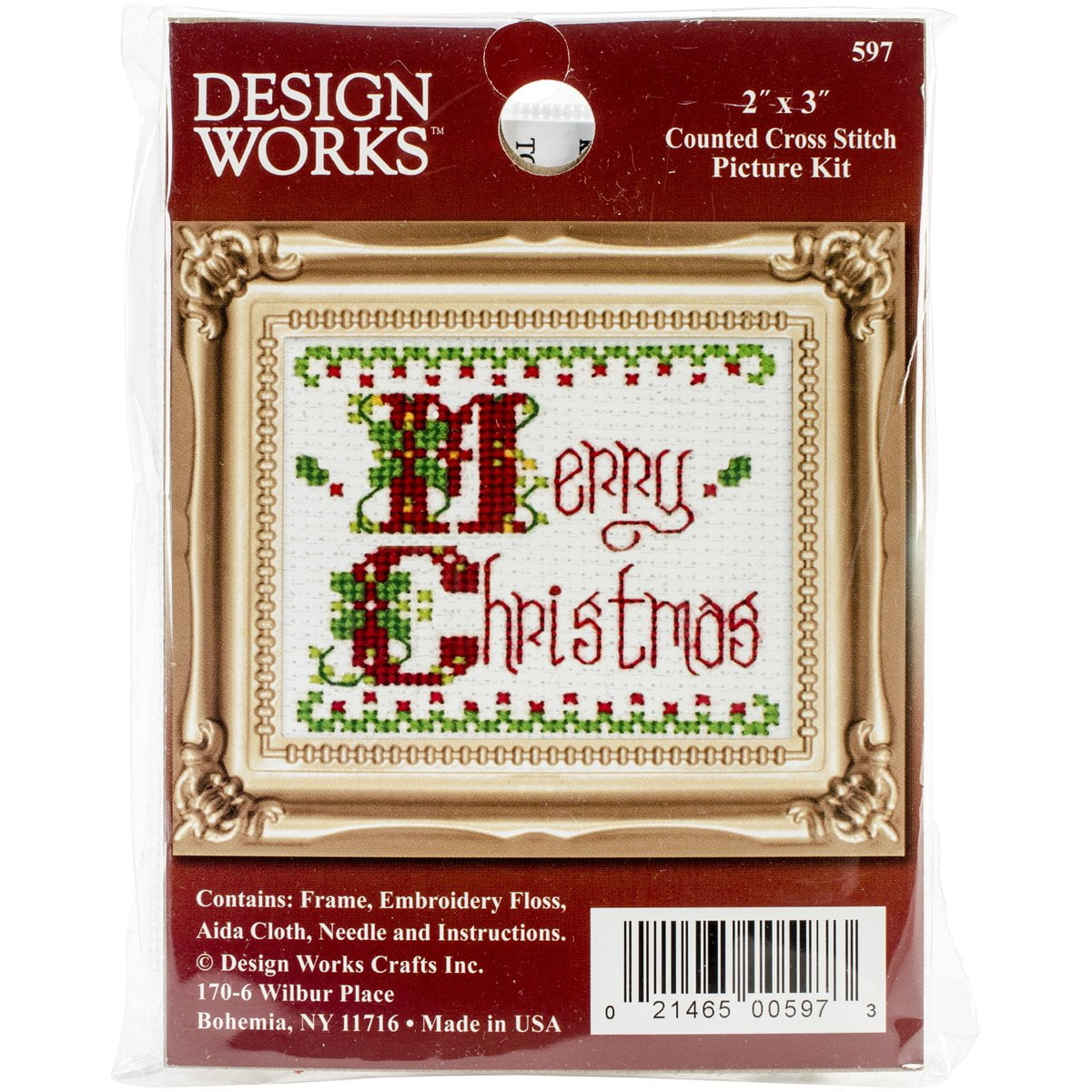 Design Works Counted Cross Stitch Kit 2"X3"-Merry Christmas (18 Count ...