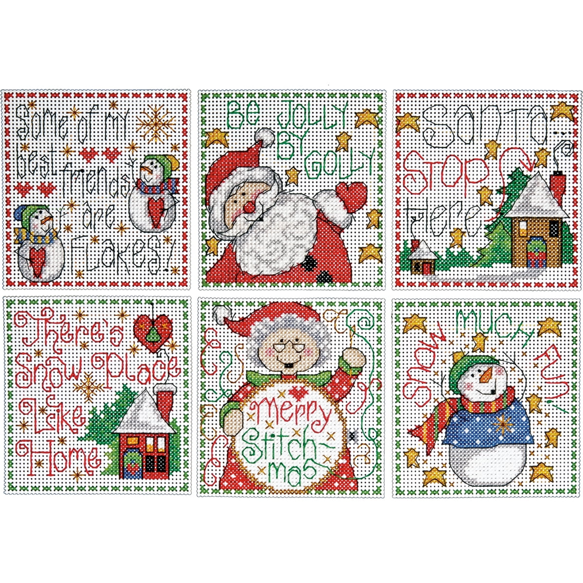 Design Works Counted Cross Stitch Kit 3.5"X3.5" Set of 6-Merry ...