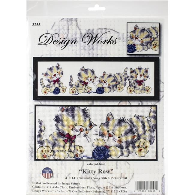 Design Works Counted Cross Stitch Kit 4"X14"-Kitty Row (14 Count ...
