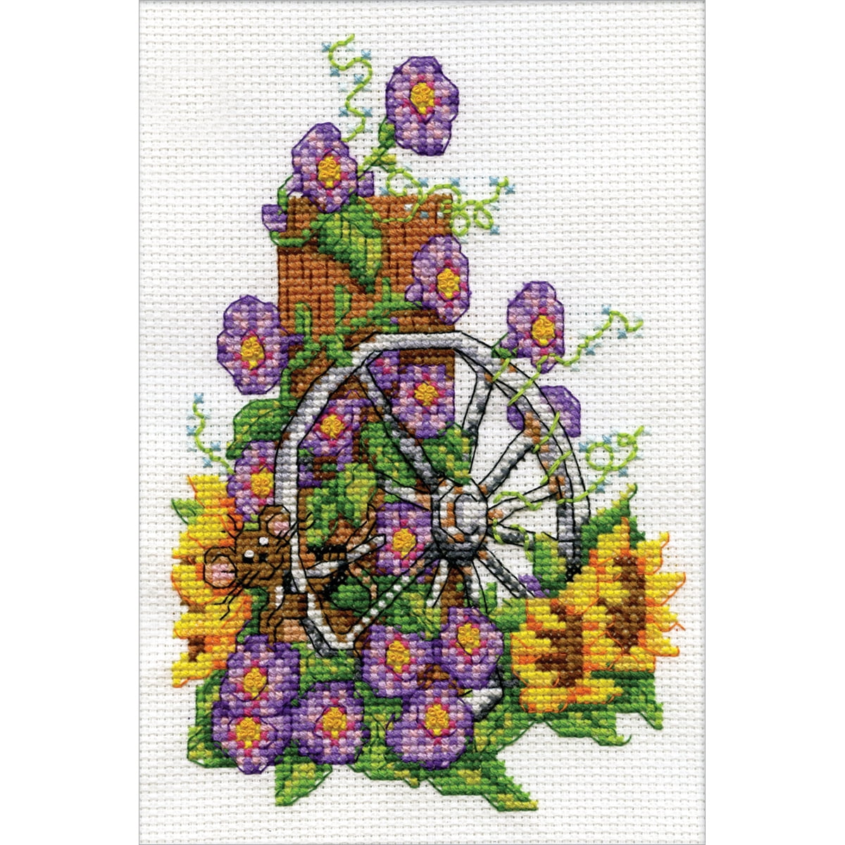 Design Works Counted Cross Stitch Kit 5"X7"-Wagon Wheel Mouse Mini (14 ...