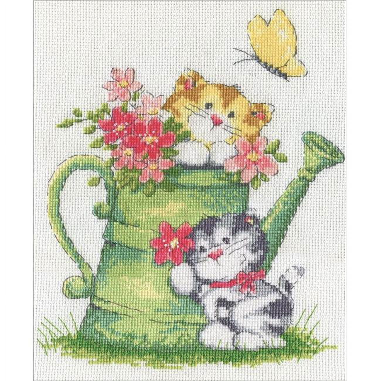 Design Works Counted Cross Stitch Kit 8"X10"-Watering Can Cats (14 ...