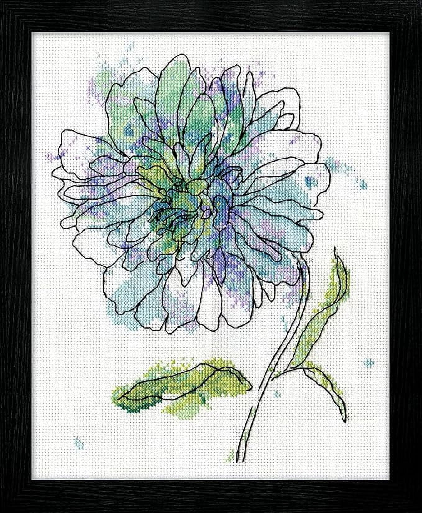 Design Works Crafts Blue Floral, 8 x 10 Counted Cross Stitch Kit, Multi ...