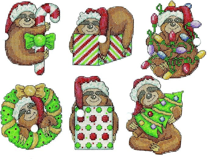 Design Works Crafts Cross Stitch Ornaments Kit-Makes Set of 6, Assorted ...