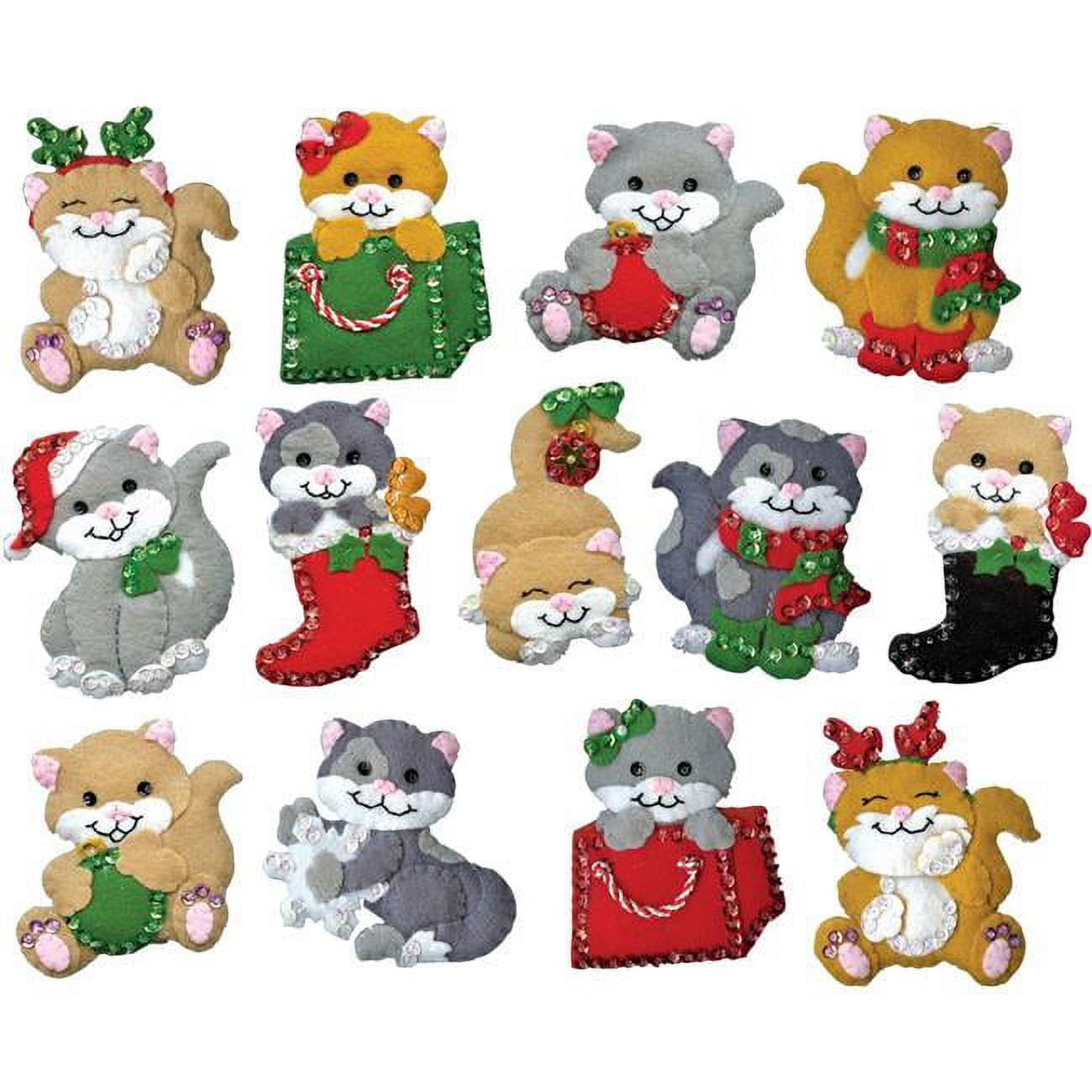 Design Works Crafts Holiday Cats Felt Ornament Kit - Walmart.com