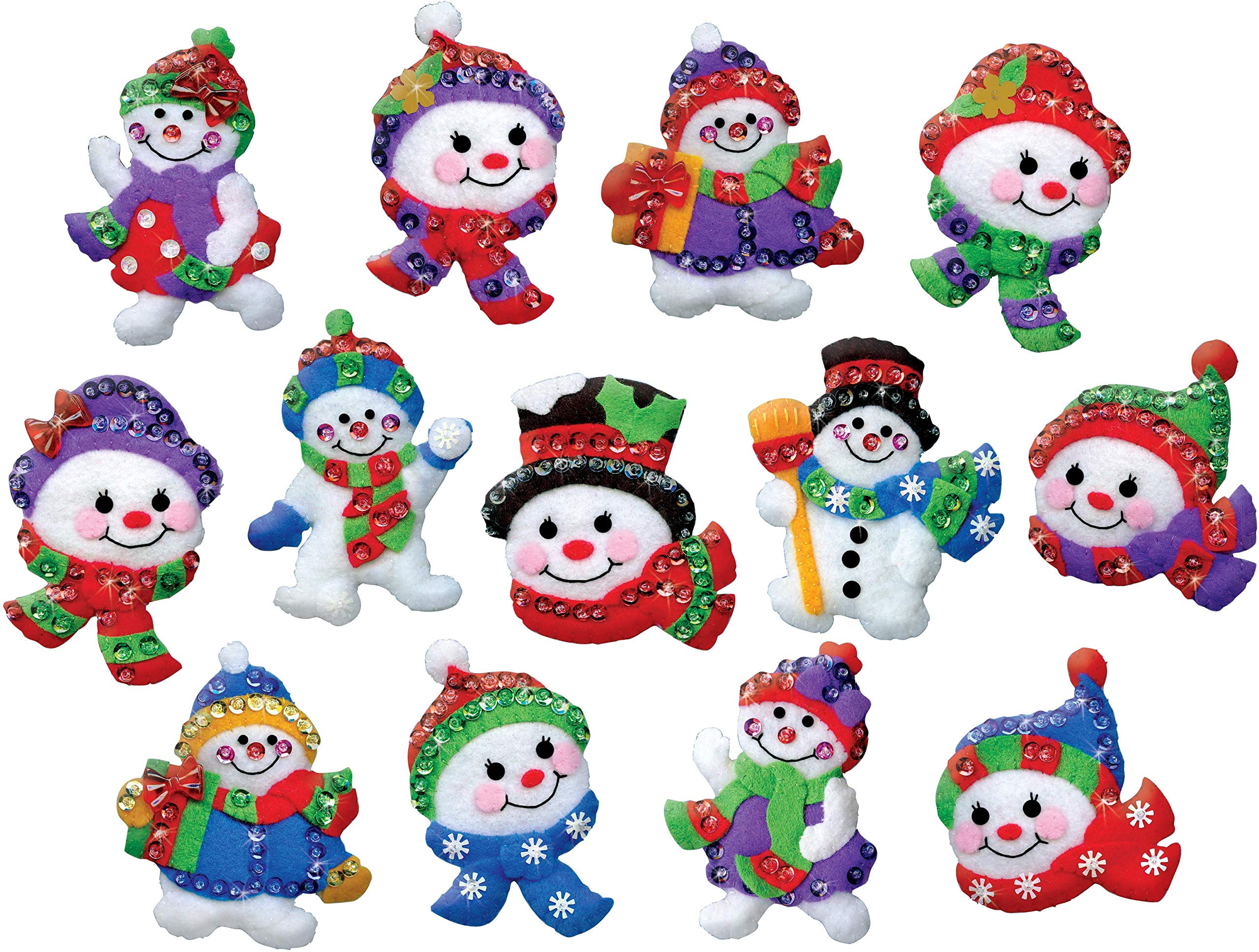 Design Works Crafts Jolly Snowmen Felt Ornament Kit, White - Walmart.com