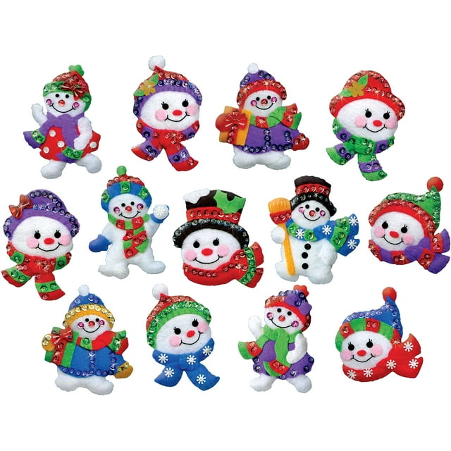 Design Works Crafts Jolly Snowmen Felt Ornament Kit, White - Walmart.com
