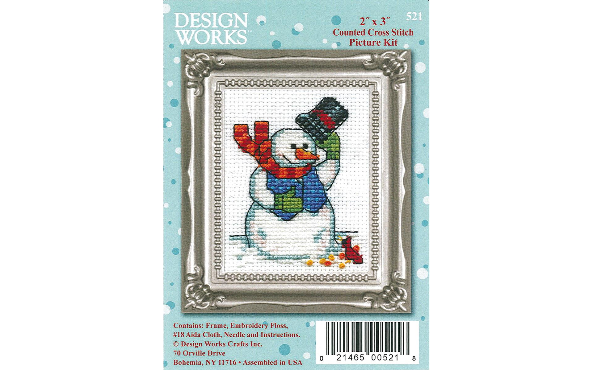 Design Works Counted Cross Stitch Kit 2"X3"-Snowman & Cardinal (14 ...