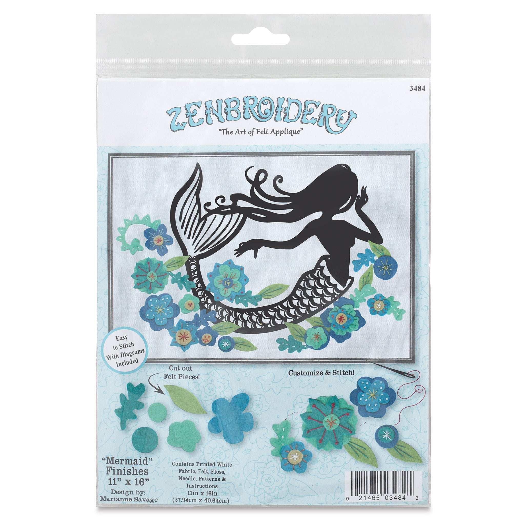 Design Works Zenbroidery Felt Applique Kits - Mermaid Silhouette ...