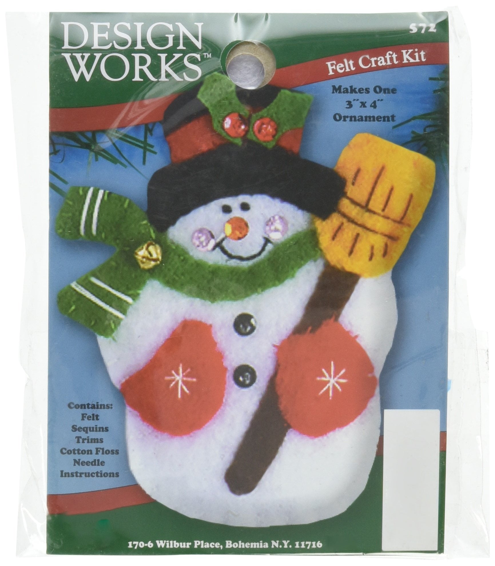 Design Works Felt Ornament Applique Kit 3"X4"-Snowman & Broom - Walmart.com