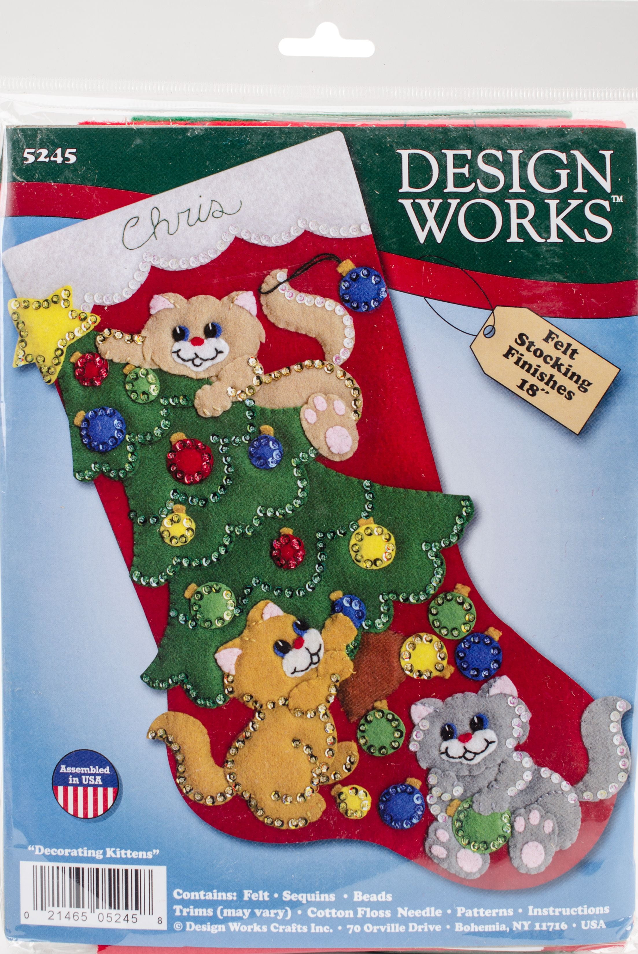 Design Works Felt Stocking Applique Kit 18" Long-Decorating Kittens ...