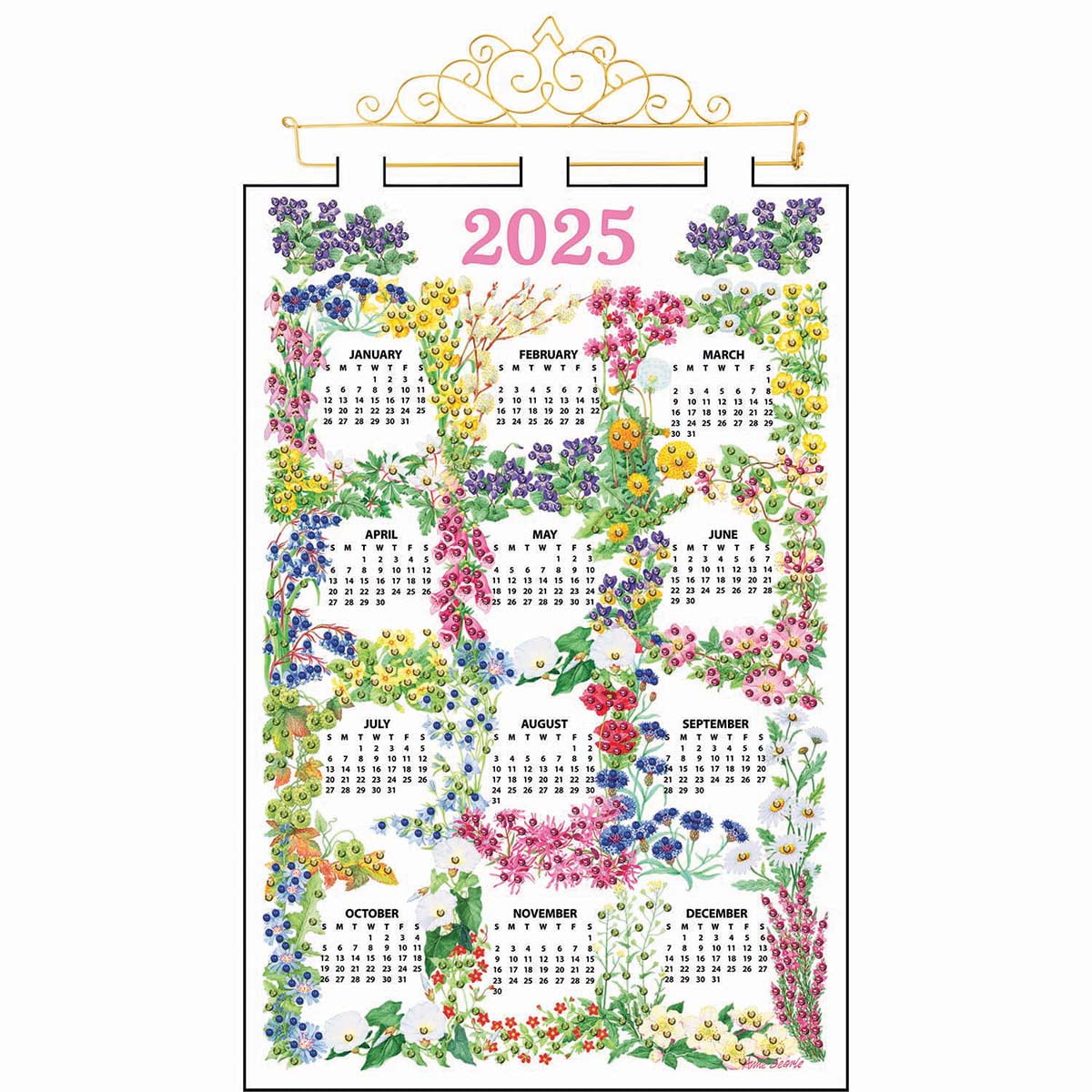 Design Works™ Floral Calendar with FREE Gold Hanger Felt & Sequin Kit ...