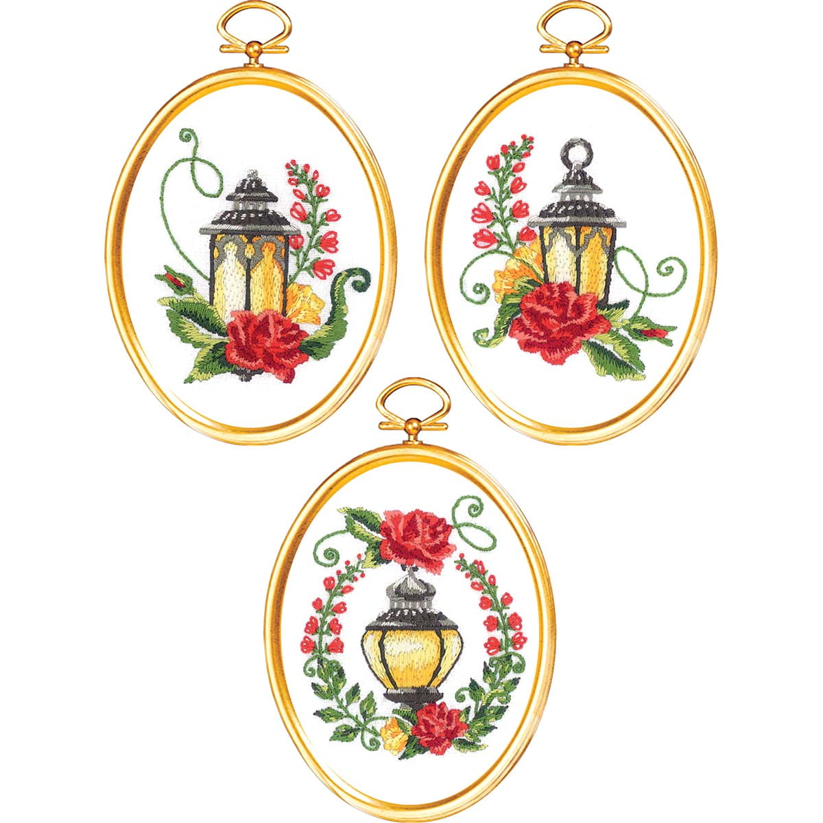 Design Works™ Floral Lanterns Pictures Stamped Embroidery Kit - Walmart.com
