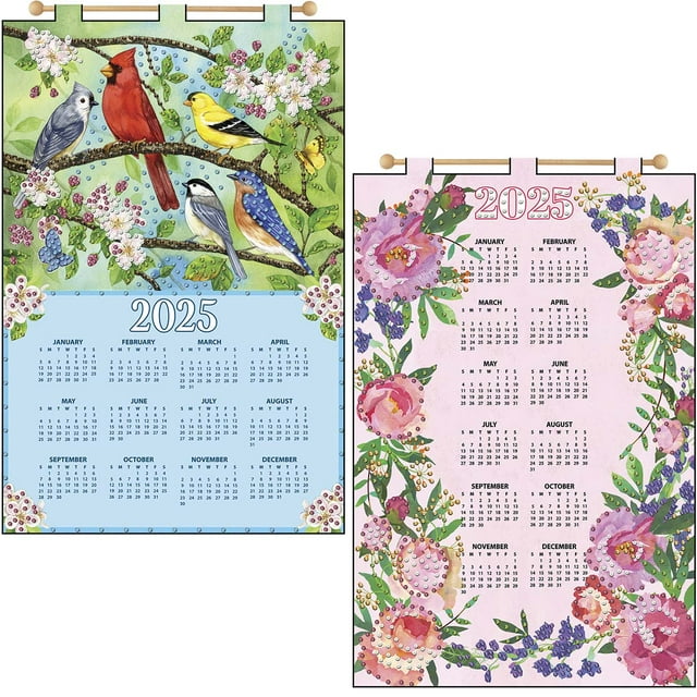 Design Works™ Garden Birds & Pink Flower Border Calendar, Set of 2 Felt ...
