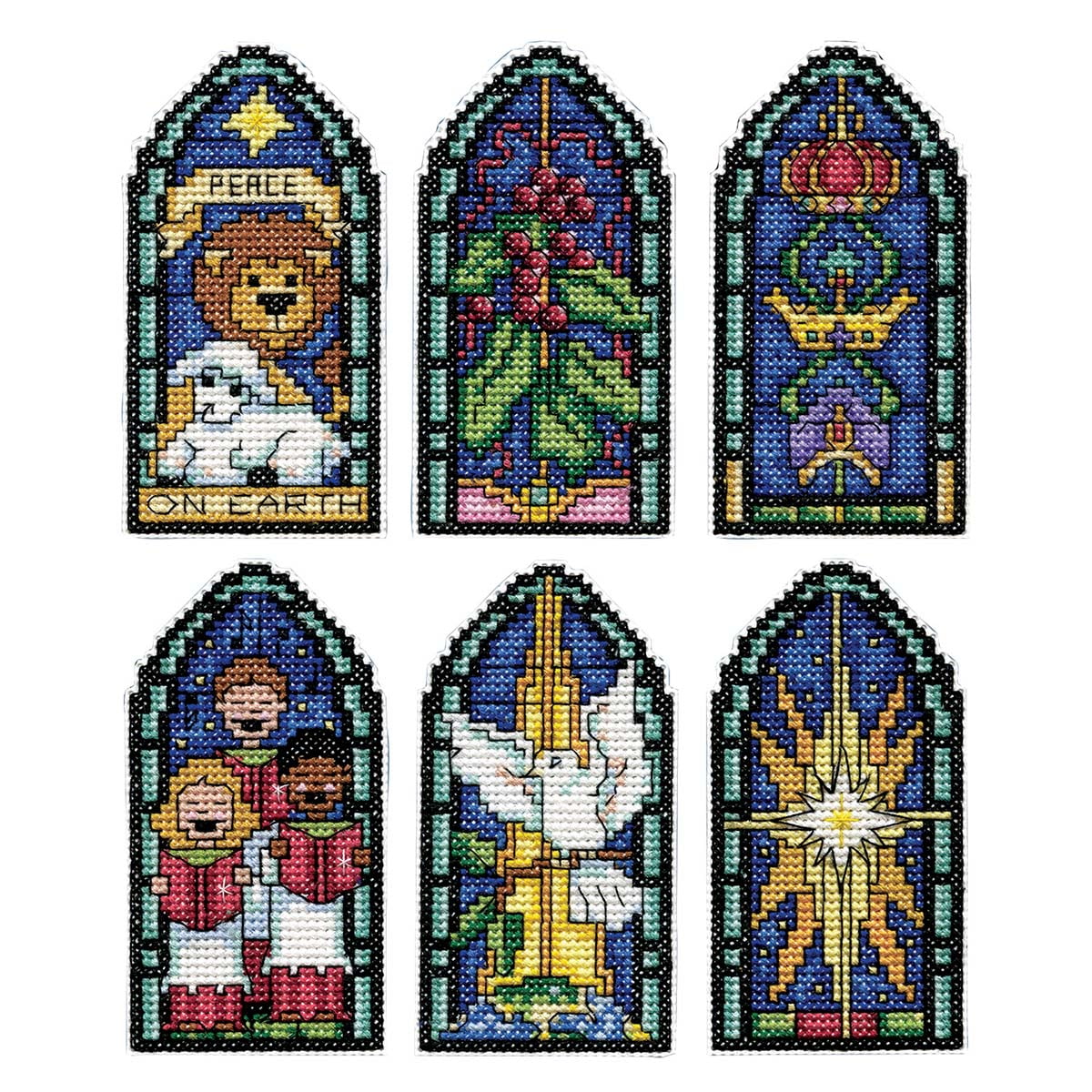 Design Works Plastic Canvas Ornament Kit 2"X4" Set Of 6-Peace On Earth ...