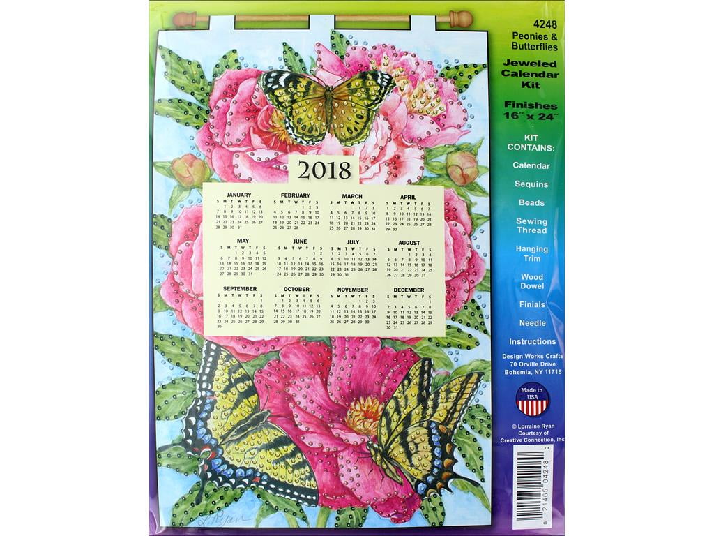 Design Works Sequin Calendar 2018 Peonie&Butterfly - Walmart.com