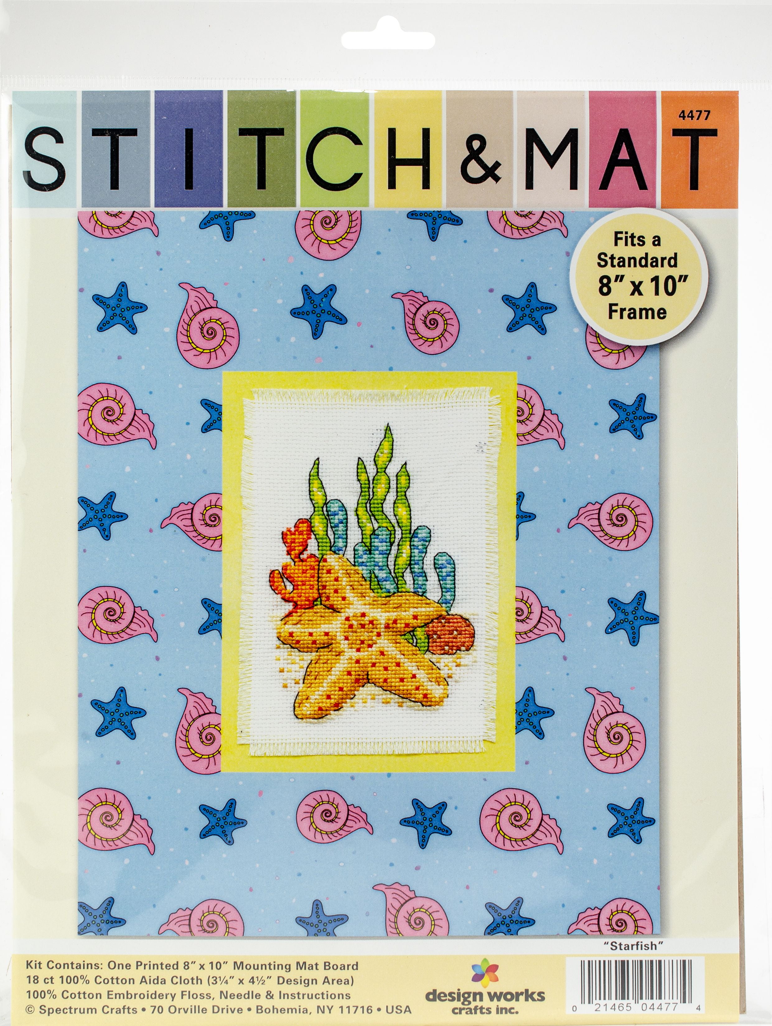 Design Works Stitch & Mat Counted Cross Stitch Kit 3"X4.5"-Starfish (18 ...