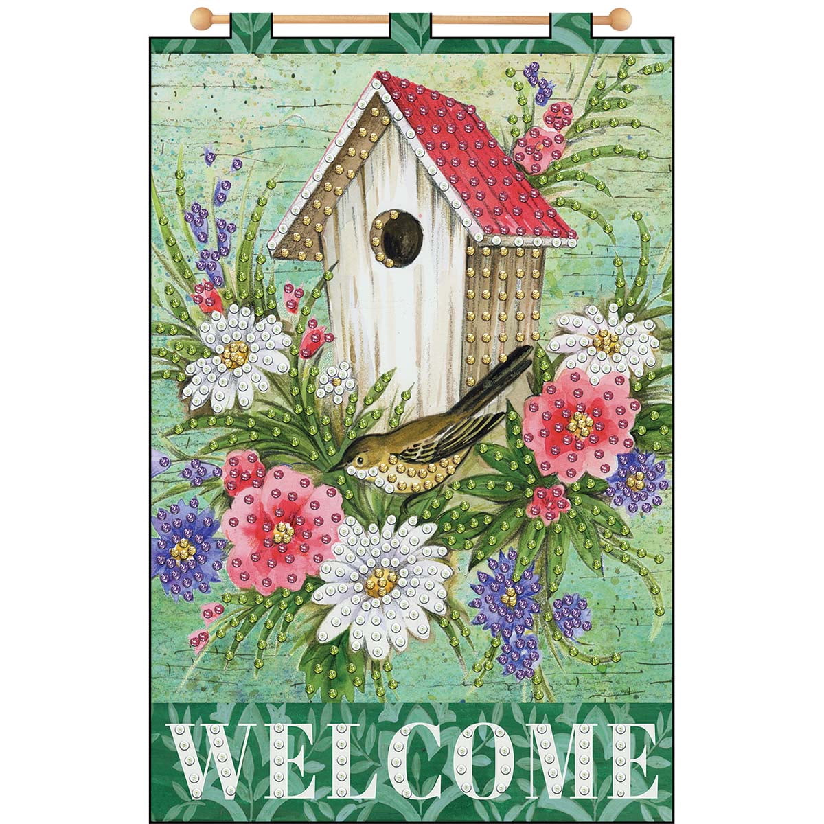 Design Works™ Welcome White Birdhouse-June Banner Felt & Sequin Kit ...