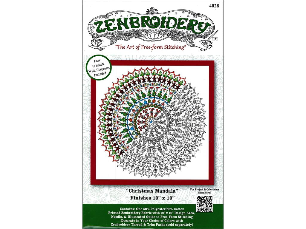Design Works Zenbroidery Fabric 10x10 ChristmsMndl - Walmart.com