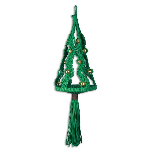 Design Works/Zenbroidery Macrame Wall Hanging Kit 8"X24"-Christmas Tree ...