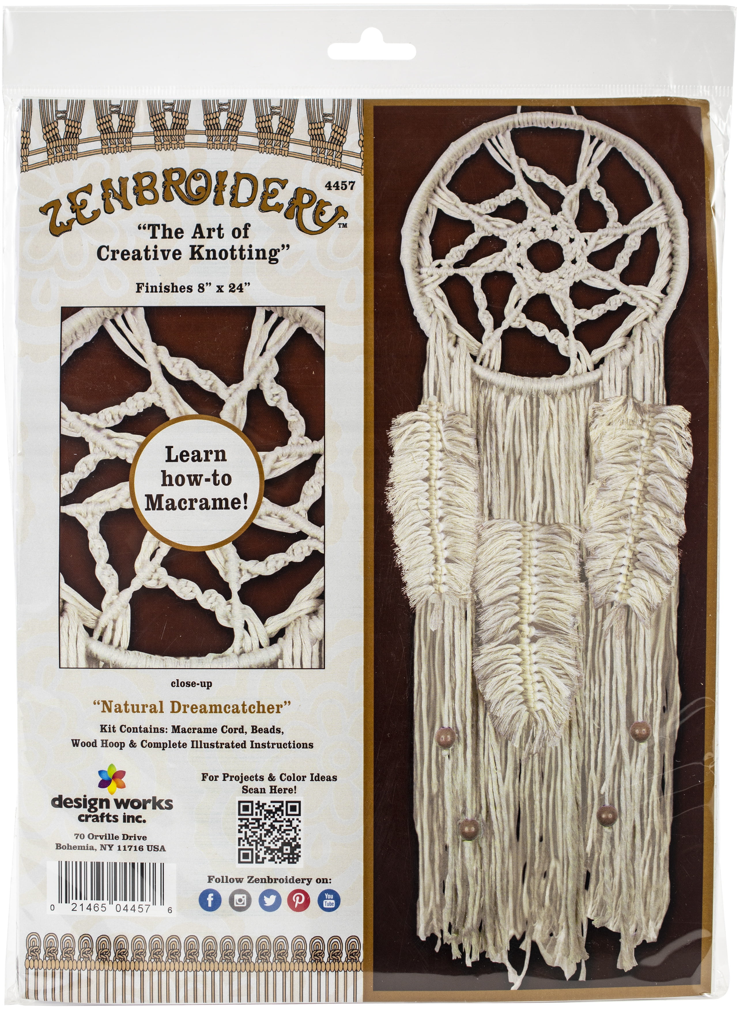 Design Works/Zenbroidery Macrame Wall Hanging Kit 8"X24"-Natural Dream ...