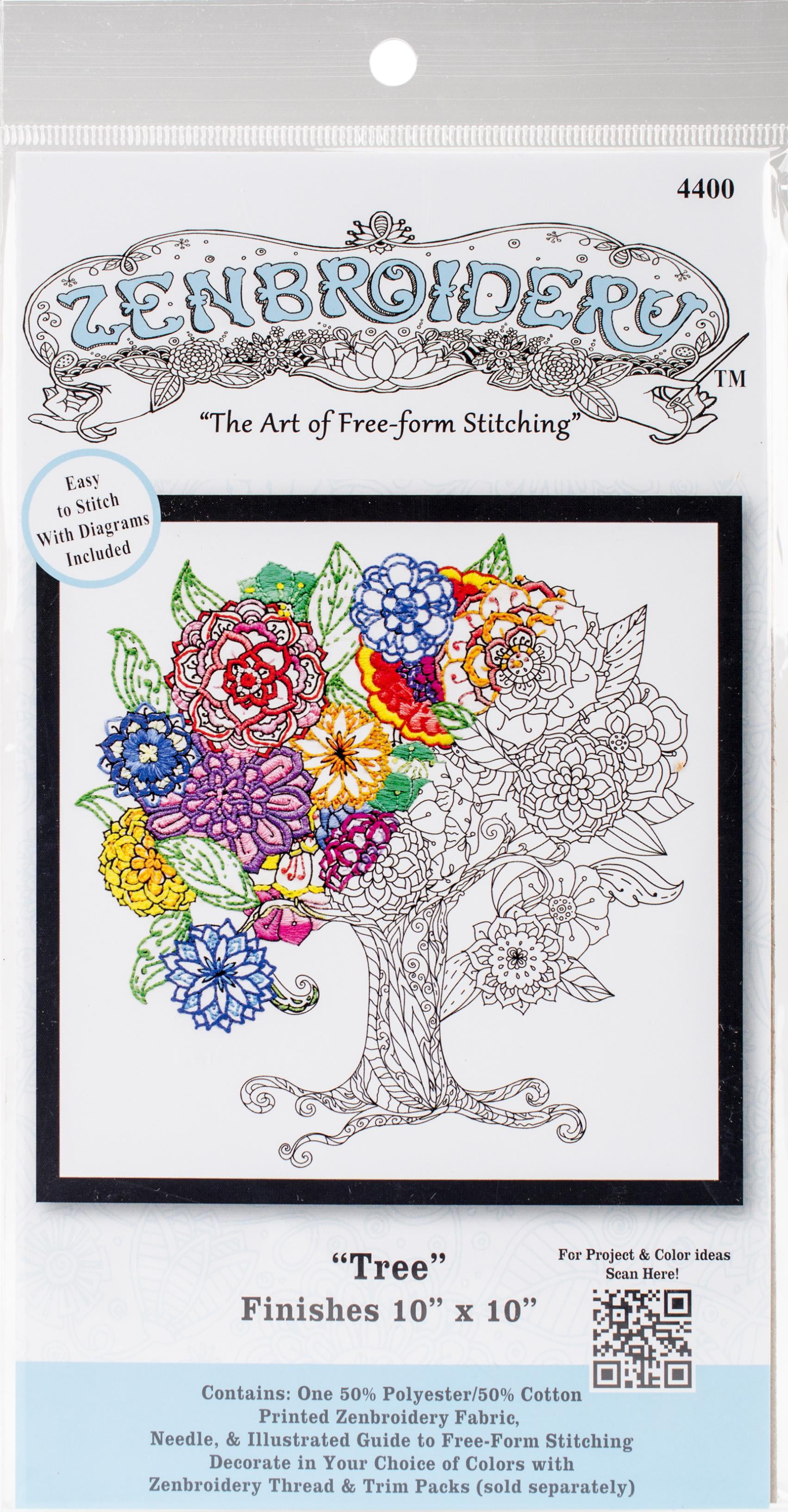 Design Works/Zenbroidery Stamped Embroidery Kit 10"X10"-Tree - Walmart.com