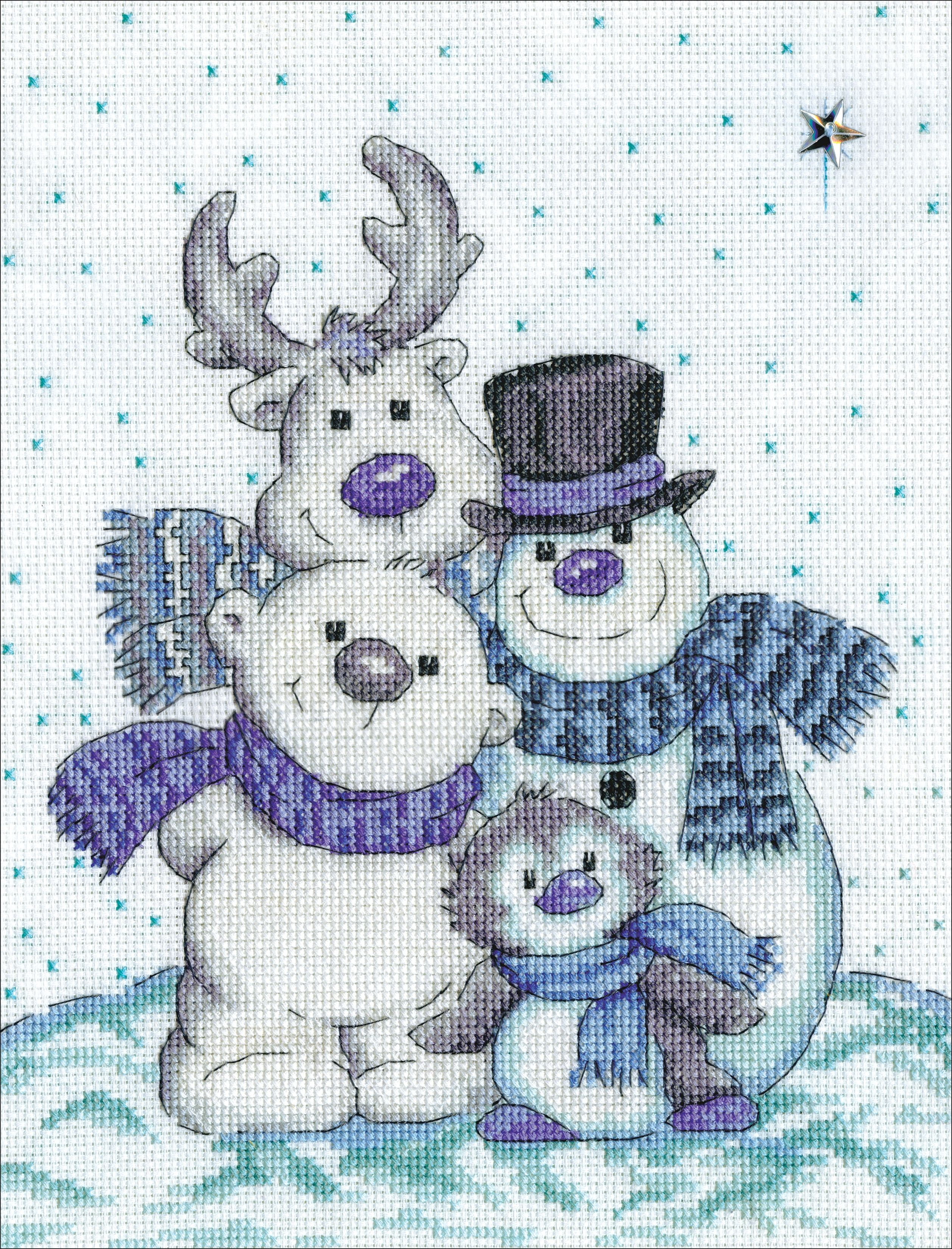Design World Counted Cross Stitch Kit 8"X10"-Snow Pals (14 Count ...