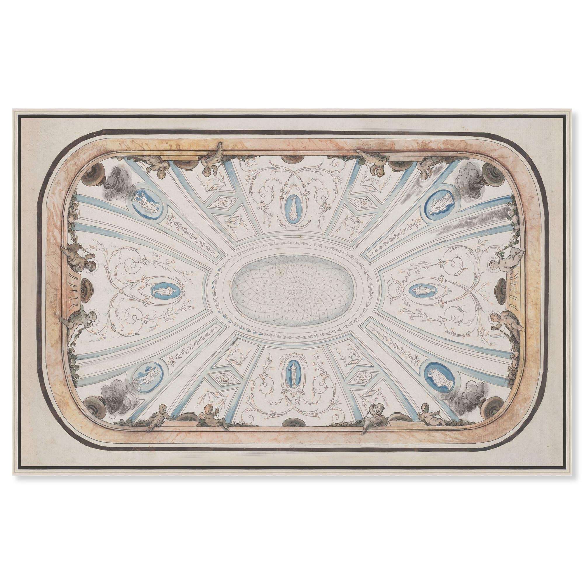 Design for a Ceiling Canvas Vintage Illustrations by Art Remedy, Silver ...