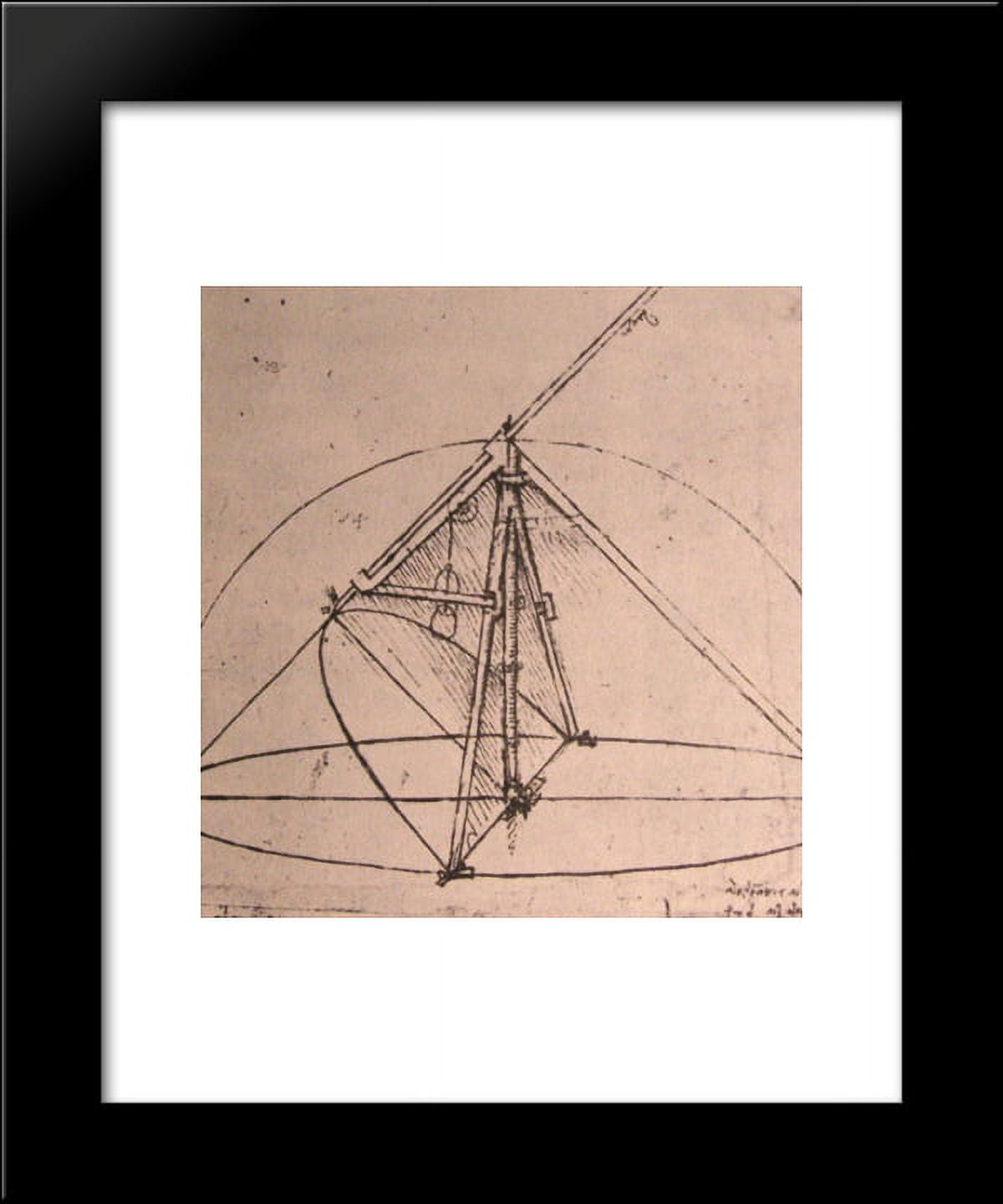 Design for a parabolic compass 20x24 Framed Art Print by Leonardo da ...