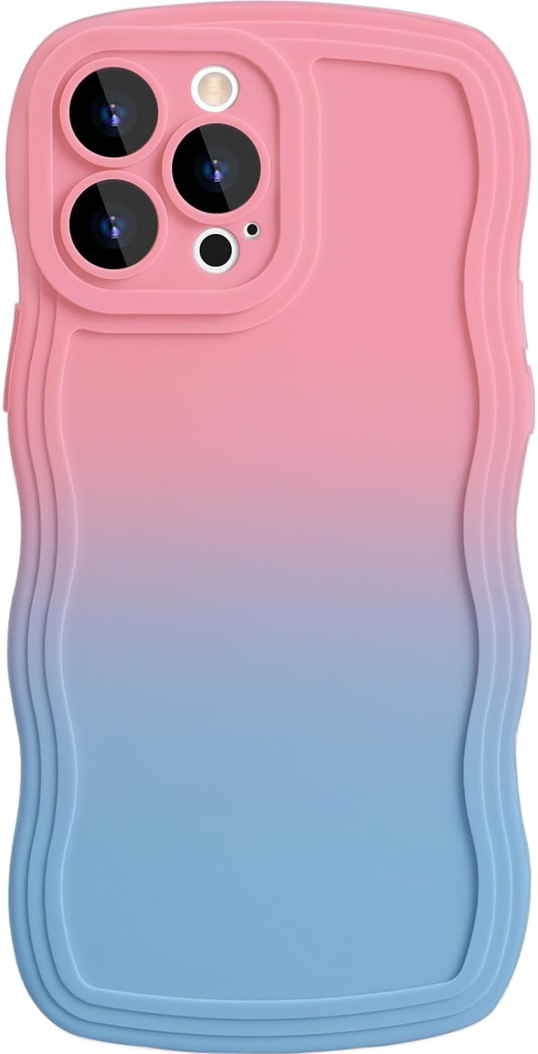 Design for iPhone 13 Pro 6.1" Wavy Edge Case, Cute Gradient Color Curly Wave Frame Design for ...