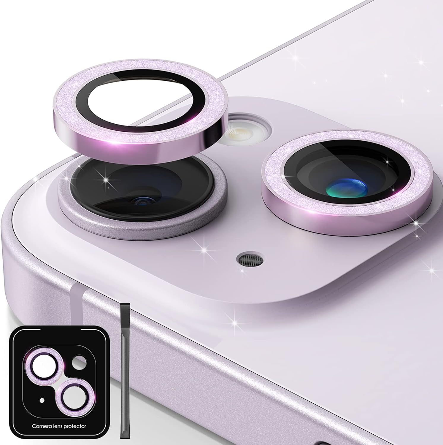 Design for iPhone 14 and iPhone 14 Plus Glitter Camera Lens Protector ...