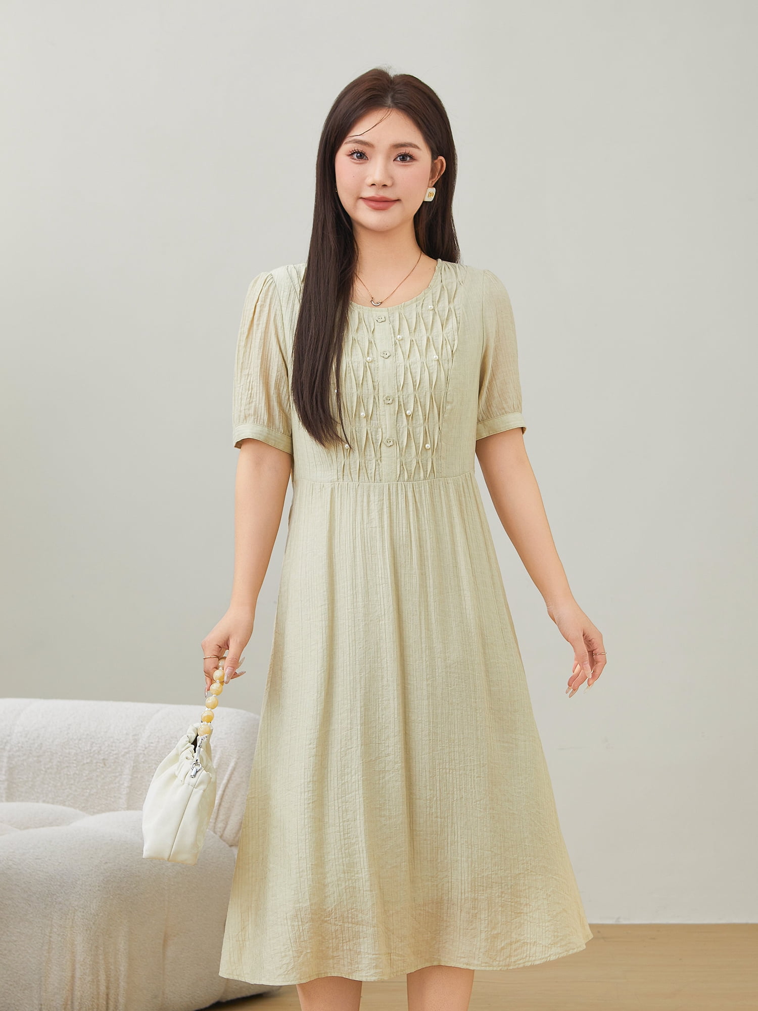 Design pleated studded bead dress - Walmart.com