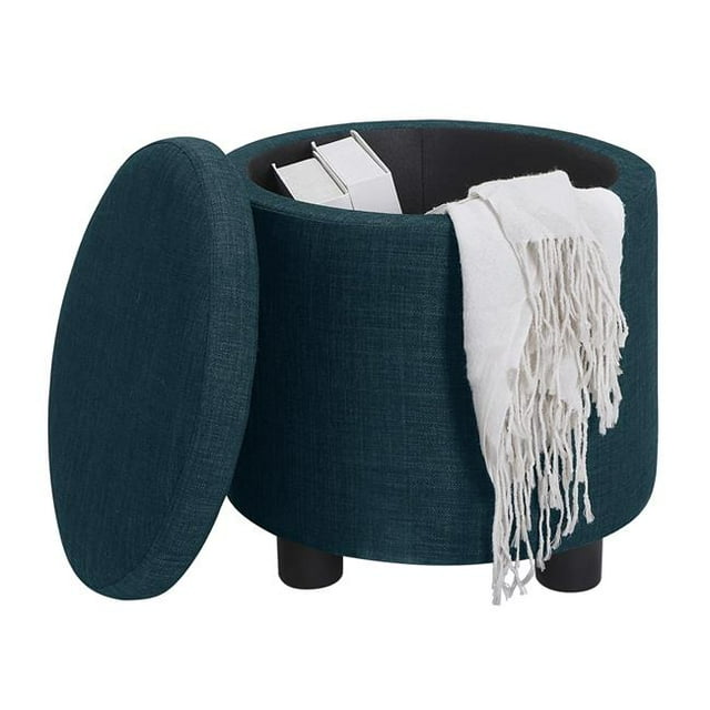 Design4Comfort Round Accent Storage Ottoman with Reversible Tray Lid ...