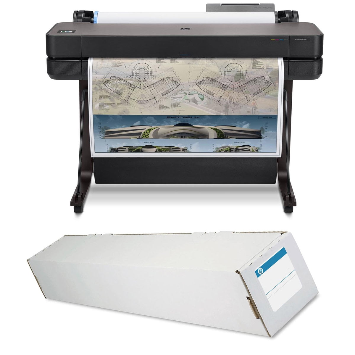DesignJet T630 Large Format Printer, 36" Color Inkjet Plotter, Wireless ...