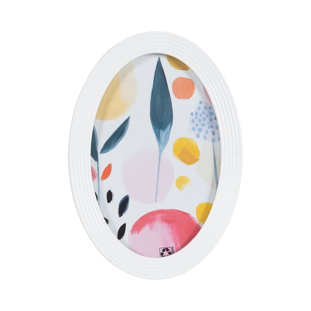 DesignOvation 4x6 Oval White Decorative Tabletop Picture Frame with ...