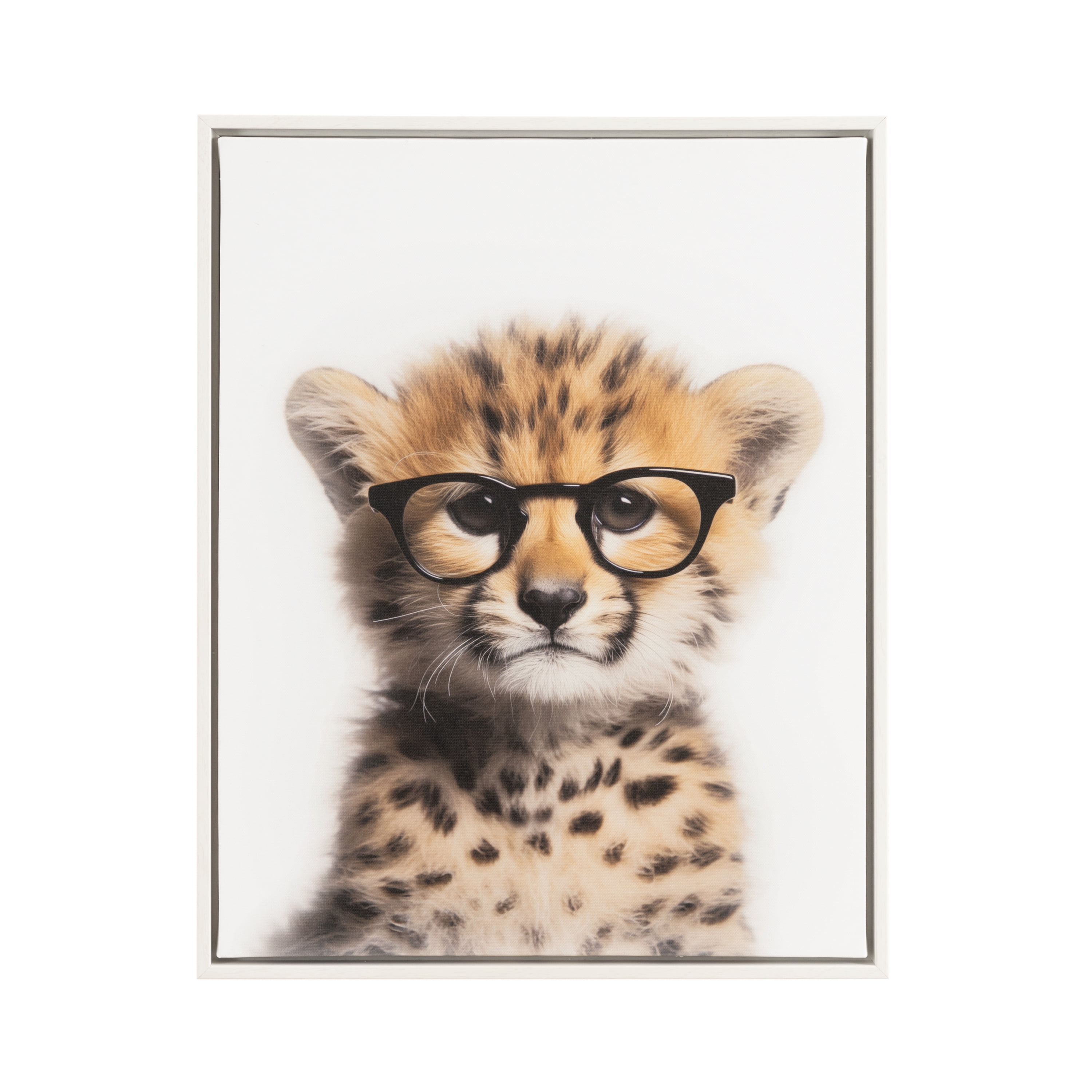 DesignOvation Baby Cheetah with Glasses 16"x 20" Framed Canvas Art Print by The Creative Bunch ...