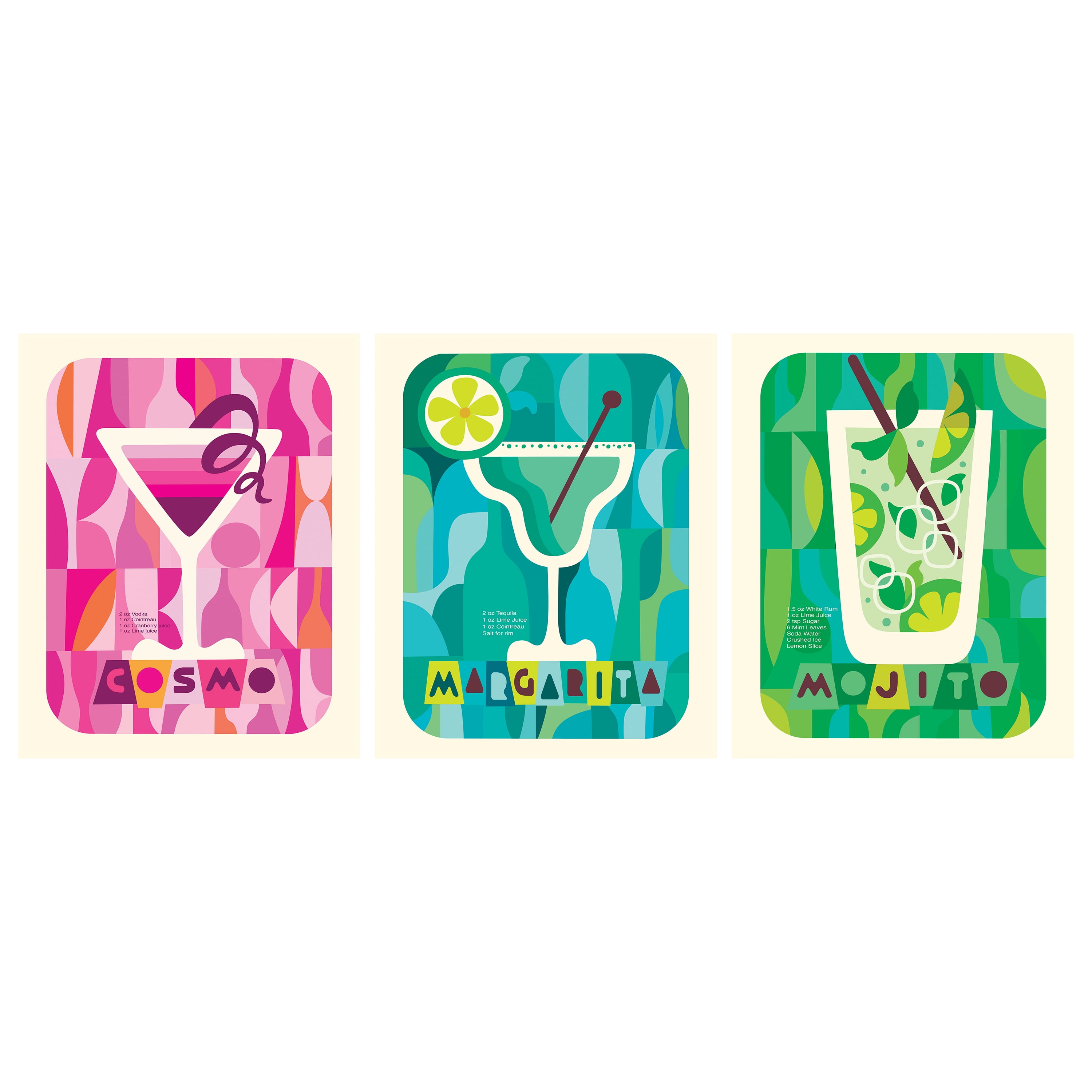 DesignOvation Cocktail Recipes Unframed Art Prints 8” x 10” Set of 3 by ...